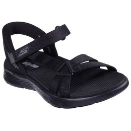 Skechers Damen Sandale "GO WALK FLEX SANDAL-ILLUMINATE", Gr. 37, schwarz, Textil, Strukturmuster, unifarben, Schuhe, Sandalette, Trekking Sandale mit
