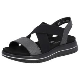 Remonte Damen Riemchensandale, Gr. 40, schwarz, Leder, Schuhe, Sommerschuh, Sandalette, Keilabsatz, mit praktischem Gummizug