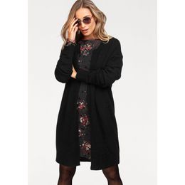 Aniston CASUAL Damen Strickjacke, schwarz, Gr. 48, unifarben, Feinstrick, Obermaterial: 74% Polyacryl, 23% Polyamid, 3% Elasthan, Strickjacken, im