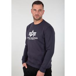Herren Sweatshirt "Basic Sweater", blau, Gr. S, Alpha Industries, bedruckt, angeraute Sweatware, Obermaterial: 80% Baumwolle, 20% Polyester,