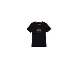 Damen T-Shirt "New Basic T-Shirt BL Glitter W", schwarz, Gr. XS, Alpha Industries, Obermaterial: 100% Baumwolle, Shirts