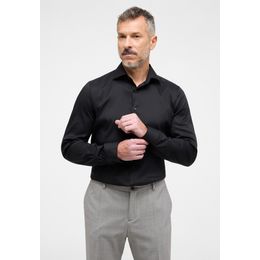 Eterna Herren Langarmhemd "SLIM FIT", schwarz, Gr. 45, Twill, 4% Elasthan, 26% Polyamid, 70% Lyocell, Hemden, EASY IRON (b&uuml;gelleicht)