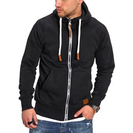 behype Herren Sweatjacke "BHTANSER", schwarz, Gr. S, unifarben, 70% Baumwolle, 30% Polyester, Sweatjacken, mit praktischem Kordelzug