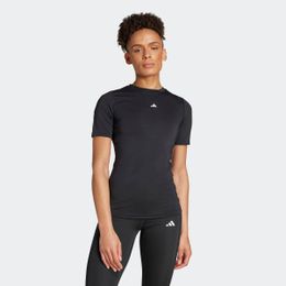 Damen T-Shirt "TECHFIT TRAINING", schwarz, Gr. XL, adidas Performance, Obermaterial: 83% Polyester, 17% Elasthan, Shirts