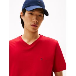 Tommy Hilfiger Herren V-Shirt "ESSENTIAL V-NECK"medium rot, Gr. XL, Single Jersey, Obermaterial: 100% Baumwolle, Shirts, unifarben, casual, regular