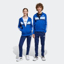 Jungen Trainingsanzug "SEASONAL ESSENTIALS TIBERIO 3-STREIFEN KIDS", blau, Gr. 152, adidas Sportswear, Obermaterial: 70% Baumwolle, 30% Polyester,