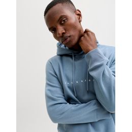 Jack & Jones JACK & JONES Herren Kapuzensweatshirt "JJESTAR mit 3D-Print und Kapuze f&uuml;r vielseitige Anl&auml;sse", blau, Gr. XXL, bedruckt, angeraute Sweatware,