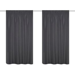 Vorhang HOME BASICS, B:135cm H:300cm, grau, Polyester, Wohnzimmer, Gardinen, "MAITE"