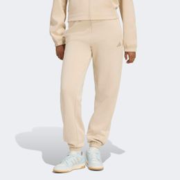 Damen Sporthose "FUTURE ICONS SMALL LOGO", beige, Gr. M, adidas Sportswear, Obermaterial: 68% Baumwolle, 32% Polyester, Hosen, Regul&auml;r geschnitten,