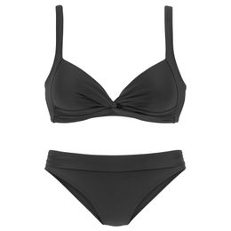 Lascana Damen Triangel-Bikini, schwarz, Gr. 42, unifarben, Polyamid, Bikini-Sets, in Bralette-Form
