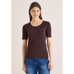 Cecil Damen T-Shirtmacchiato braun, Basic, Gr. L, unifarben, Web, 100% Baumwolle, Shirts, in Unifarbe