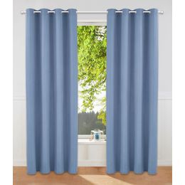 Vorhang OTTO HOME, B:140cm H:225cm, blau, Polyester, Recyceltes Material, Wohnzimmer, Gardinen, "Parry", 2-er Set, blickdicht, monochrom, basic
