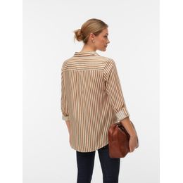V&eacute;ro Moda VERO MODA Damen Hemdbluse "VMBUMPY L/S SHIRT NEW WVN GA NOOS"birch stripes:eva tigers eye, Gr. L, gestreift, Web, Obermaterial: 100% Viskose, Blusen,