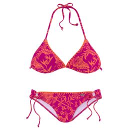 Venice Beach Damen Triangel-Bikini "Kensi", bunt, Gr. 32, bedruckt, kontrastfarbene Details, Xtra Life LYCRA, Bikini-Sets, mit kontrastfarbener