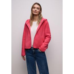Street One Damen Cardiganstriking coral, Gr. 44, unifarben, Stoff, 100% Polyester, Strickjacken, mit Kapuze
