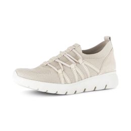 Gabor Damen Slip-On Sneaker, Gr. 36beige, Leder, Textil, Schuhe, Slipper, Freizeitschuh, Halbschuh mit elastischer Schn&uuml;rung