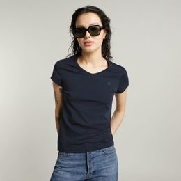 G-Star Raw G-STAR Damen V-Shirt "Eyben", blau, Gr. S, unifarben, Jersey, Obermaterial: 100% Baumwolle, Shirts, mit Label