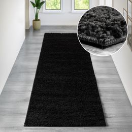 Hochflor-Teppich Bruno Banani, B:80cm H:30mm L:250cm, grau, Kunstfaser, Teppiche, "Shaggy Soft", gewebt, Uni Farben, besonders weich und kuschelig,