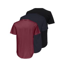Only & Sons ONLY & SONS Herren T-Shirt "ONSMATT LONGY SS TEE 3-PACK"burgundy pack:1burgundy1schwarznavy1schwarz, Gr. S, unifarben, Jersey, Obermaterial: 100%