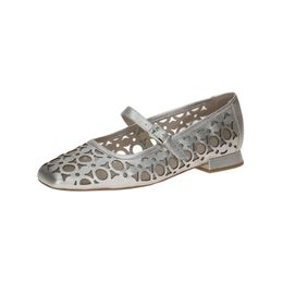 Caprice Damen Riemchenballerina "Caprice Ballerinas Leder", Gr. 38platin, Leder, Schuhe