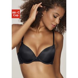 Damen Schalen-BH, NUANCE BY LASCANA, Gr. 90, schwarz, Spitze, Obermaterial: 85% Polyamid, 15% Elasthan, BHs, im R&uuml;cken aus Spitze, Cups aus