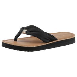 Tommy Hilfiger Damen Zehentrenner "TH ELEVATED BEACH SANDAL", Gr. 35, schwarz, Textil, Schuhe, Sommerschuh, Bequemschuh, Flats, Schlappen mit