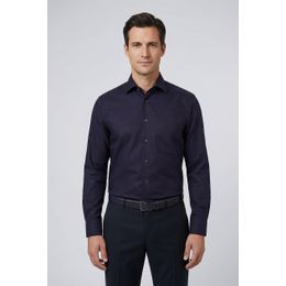 Langarmhemd OLYMP "Luxor", Herren, Gr. 42, N-Gr, aubergine, Web, Obermaterial: 100% Baumwolle, 2-Knopf-Manschette, Hemden, modern fit, New-Kentkragen. fein gemustert