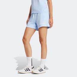 Damen Shorts "ESSENTIALS LINEAR FRENCH TERRY", blau, Gr. XL, adidas Sportswear, Obermaterial: 55% Baumwolle, 36% Polyester, 9% Viskose, Hosen,