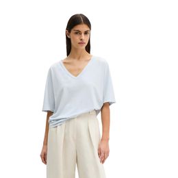 Marc O'Polo MARC O'POLO Damen T-Shirt "mit angeschnittenen &Auml;rmeln"airy blau, Basic, Gr. L, unifarben, Obermaterial: 67% Lyocell, 33% Baumwolle, Shirts