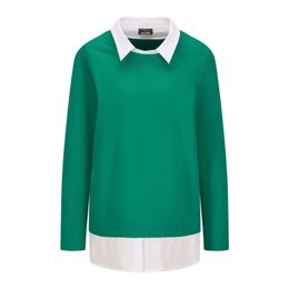 GOLDNER Damen Langarmshirt "Elegantes 2-in-1 Business-Oberteil", gr&uuml;n, Gr. 42, Obermaterial: 94% Baumwolle CO. 6% Elasthan EL., Shirts, Hemdkragen