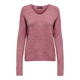 Only Damen Strickpullover "ONLCAMILLA V-NECK L/S PULLOVER KNT NOOS", rosa, Gr. XS, meliert, Strick, Obermaterial: 74% Polyacryl, 24% Polyester, 2%
