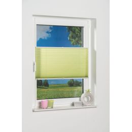 Plissee K-home, B:70cm H:210cm, gr&uuml;n, Obermaterial: 100% Polyester, Badezimmer, Plissees, "Klemmfix Pisa", Crushed-Optik