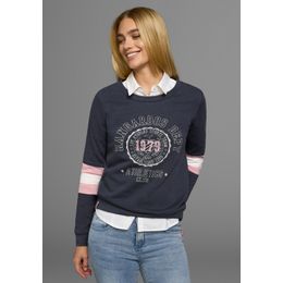 Kangaroos Damen Sweatshirt, blau, Gr. 40, bedruckt, meliert, angeraute Sweatware, Obermaterial: 80% Baumwolle, 20% Polyester, Sweatshirts, Langarm,