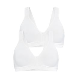 Damen Sport-BH, PETITE FLEUR BY LASCANA, Gr. 75, wei&szlig;, Jersey, Obermaterial: 75% Baumwolle, 15% Elasthan, 10% Polyester, BHs, ohne B&uuml;gel, aus weicher