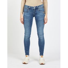 Gang Damen Skinny-fit-Jeans "94NENA"waves washed blau, Gr. 31, Denim/Jeans, Obermaterial: 93% Baumwolle, 5% Polyester, 2% Elasthan, Jeans, mit