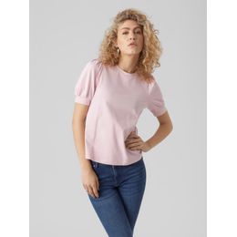 V&eacute;ro Moda VERO MODA Damen T-Shirt "VMKERRY 2/4 O-NECK TOP VMA JRS NOOS", pink, Gr. M, unifarben, Jersey, Obermaterial: 100% Baumwolle, Shirts, mit