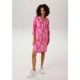 Aniston CASUAL Damen Sommerkleid, bunt, Gr. 48, bedruckt, gemustert, Web, Obermaterial: 100% Viskose, Kleider, mit farbharmonischem, graphischem Druck