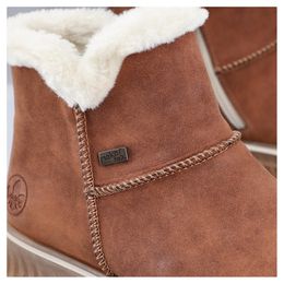 Rieker Damen Winterboots, Gr. 36, braun, Lederimitat, Textil, Schuhe, Stiefelette, Warmfutter, mit wasserabweisender RiekerTEX-Membran