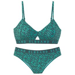 ELBSAND Damen Bustier-Bikini, gr&uuml;n, Gr. 34, Recycling-Polyamid, Bikini-Sets, mit Markenschriftzug