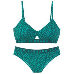 ELBSAND Damen Bustier-Bikini, gr&uuml;n, Gr. 34, Recycling-Polyamid, Bikini-Sets, mit Markenschriftzug