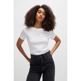 BOSS Orange Damen T-Shirt "Esogo Premium Damenmode", wei&szlig;, Gr. M, unifarben, Single Jersey, Obermaterial: 100% Baumwolle, Shirts, mit Logo