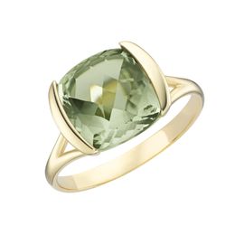 Luigi Merano Damen Goldring "mit quadrat. / abgerundeten Edelstein, Gold 375", 56, Gelbgold 375, gr&uuml;n, Gelbgold 375, Fingerringe