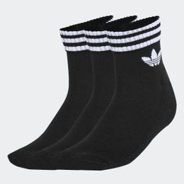 Damen Sportsocken "3-STREIFEN ANKLE, 3 PAAR", adidas originals, Gr. XL, schwarz, Obermaterial: 78% Baumwolle, 19% Polyester, 2% Elasthan, 1% sonstige