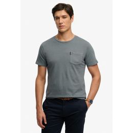 Superdry Herren Rundhalsshirt "CLASSIC ESSENTIAL POCKET TEE"blau mirage, Gr. M, unifarben, Single Jersey, Obermaterial: 100% Baumwolle, Shirts, mit