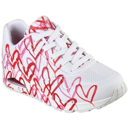 Skechers Damen Wedgesneaker "UNO-SPREAD THE LOVE", Gr. 35, wei&szlig;, Lederimitat, kontrastfarbene Details, Schuhe, Freizeitschuh, Halbschuh, Schn&uuml;rschuh