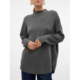 V&eacute;ro Moda VERO MODA Damen Strickpullover "VMPLAZA LS HIGHNECK LONG PULLOVER GA BOO", grau, Gr. S, unifarben, Strick, Obermaterial: 64% Polyester, 21%