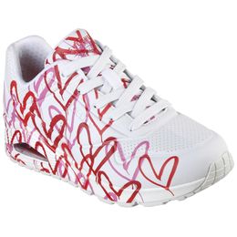 Skechers Damen Wedgesneaker "UNO-SPREAD THE LOVE", Gr. 38, wei&szlig;, Lederimitat, kontrastfarbene Details, Schuhe, Freizeitschuh, Halbschuh, Schn&uuml;rschuh