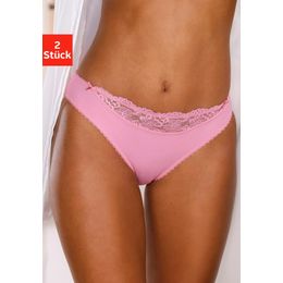 Damen Slip, NUANCE BY LASCANA, Gr. 40, pink, Microfaser, Obermaterial: 85% Polyamid, 15% Elasthan, Unterhosen, mit Spitzeneinsatz vorne