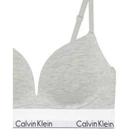 Damen Push-up-BH "PLUNGE PUSH UP", Calvin Klein Underwear, Gr. 80, grau, Jersey, Obermaterial: 53% Baumwolle, 35% Modal, 12% Elasthan, meliert, BHs,
