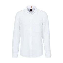 BOSS Orange Herren Leinenhemd "Relegant", wei&szlig;, Gr. 6XL, unifarben, Web, Obermaterial: 100% Leinen, Hemden, 100% Leinen Regular Fit Atmungsaktiv